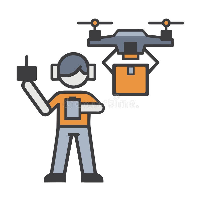 Drone Pilot Delivering a Package Icon Stock Vector - Illustration of ...
