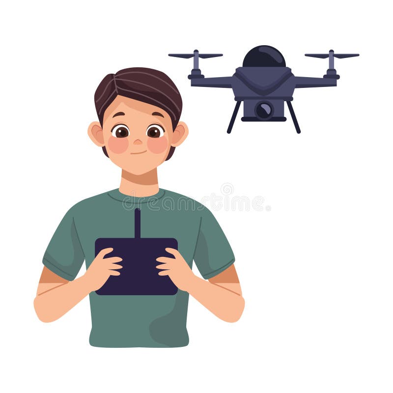 Drone Pilot with Flying Drone Pilot, Drone, Pilot, Icon Stock Vector ...