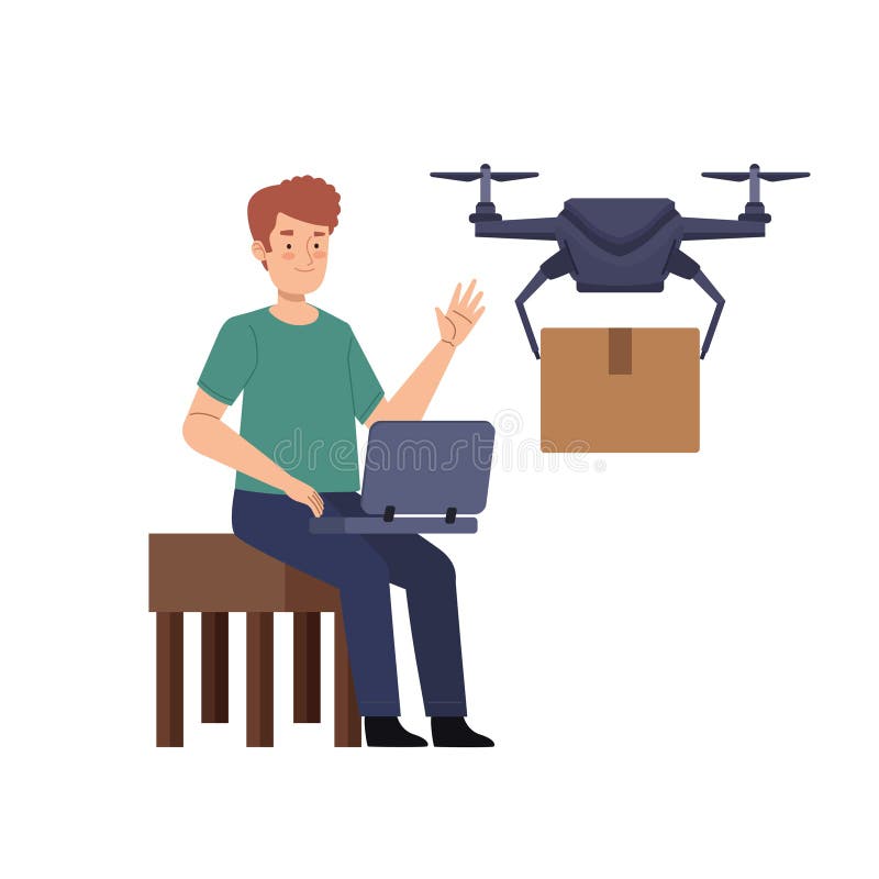 Drone Pilot Managing Delivery Icon Stock Illustration - Illustration of ...
