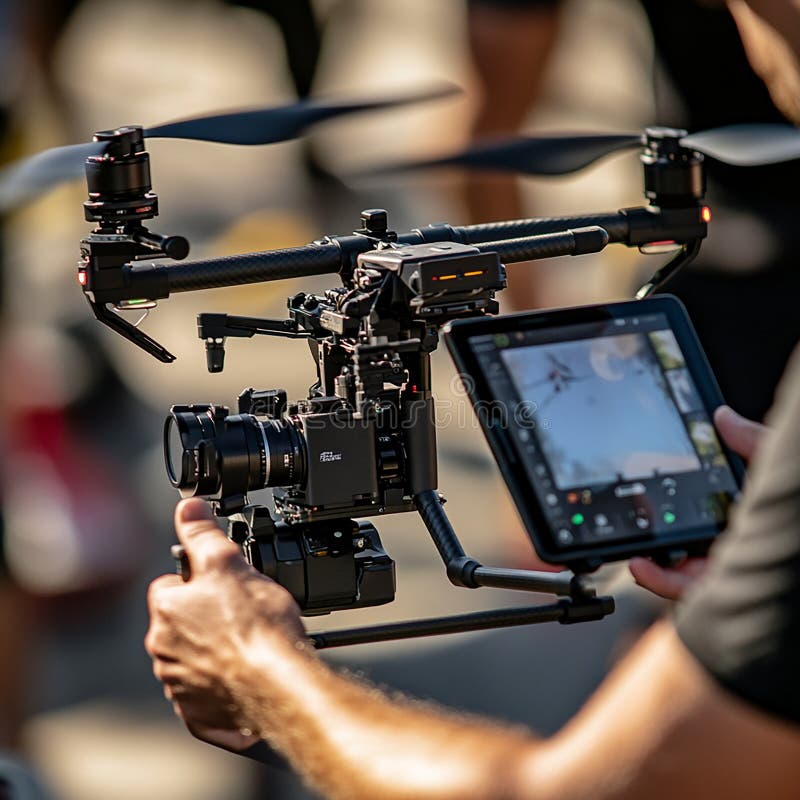 Drone Pilot Operating a Professional Drone in a Forest Stock Image ...