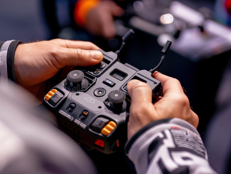 Drone Pilot Operating Remote Controller Stock Image - Image of buttons ...