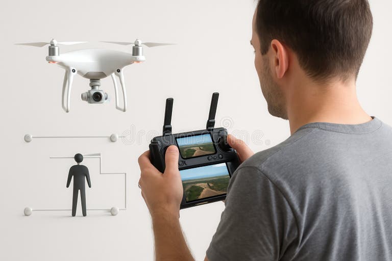 Drone Pilot Practicing with Remote Controller and Innovative Interface ...