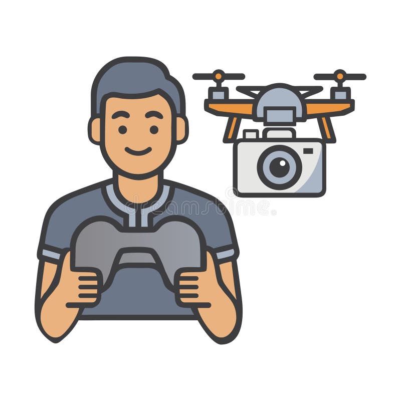 Drone Pilot with Remote Control Icon Stock Vector - Illustration of ...