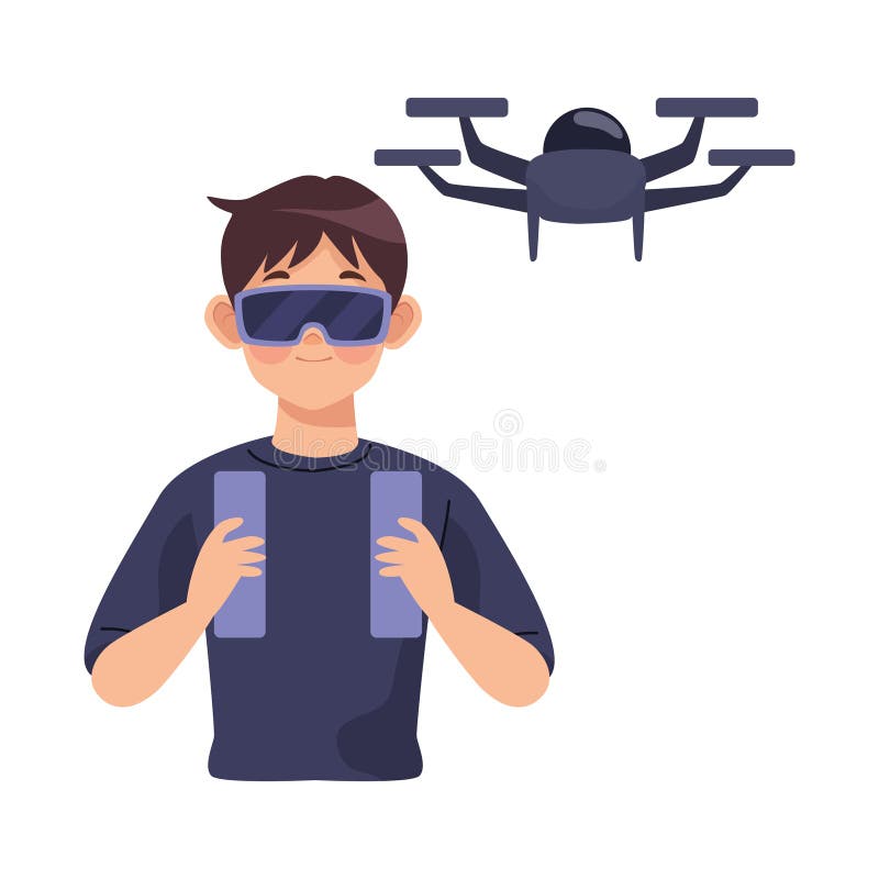 Drone Pilot Wearing VR Headset Icon Stock Vector - Illustration of ...