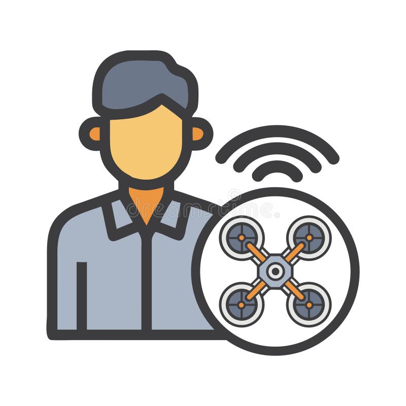 Drone Pilot with Wireless Control Icon Stock Vector - Illustration of ...