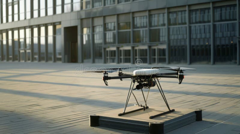 Drone on a Platform in Front of a Building Stock Photo - Image of ...