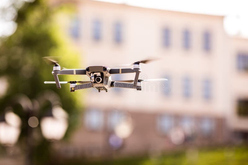 Drone Quad Copter with High Resolution Digital Camera Flying Th Stock ...