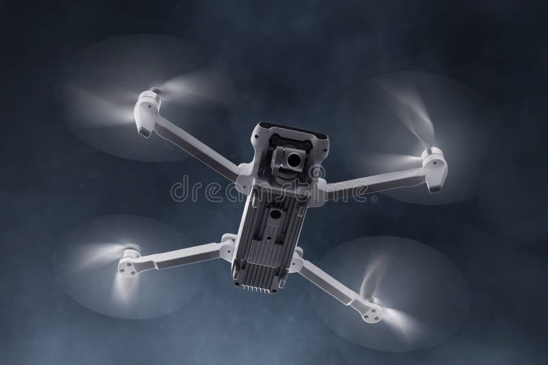 Drone Quadcopter with Digital Camera Flying Stock Photo - Image of ...