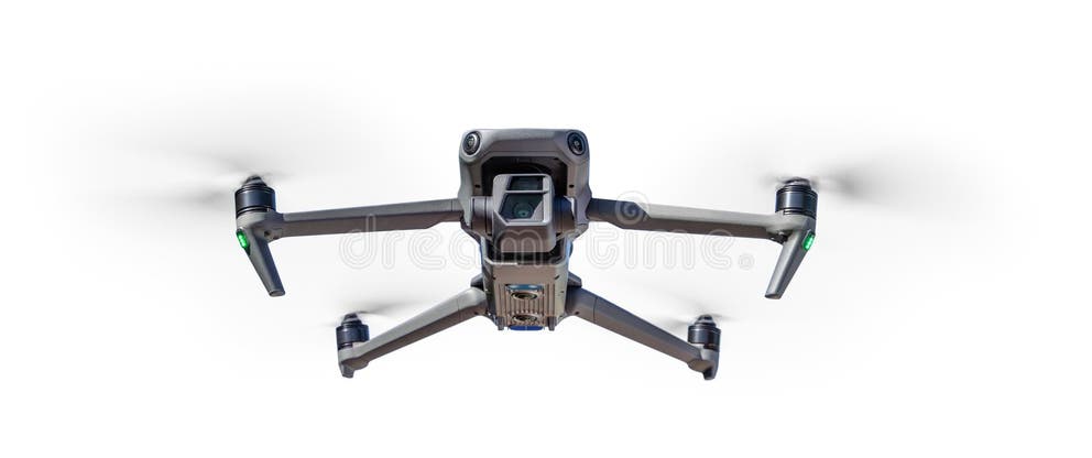 Drone Quadcopter UAV in Flight Isolated on a White Background Stock ...