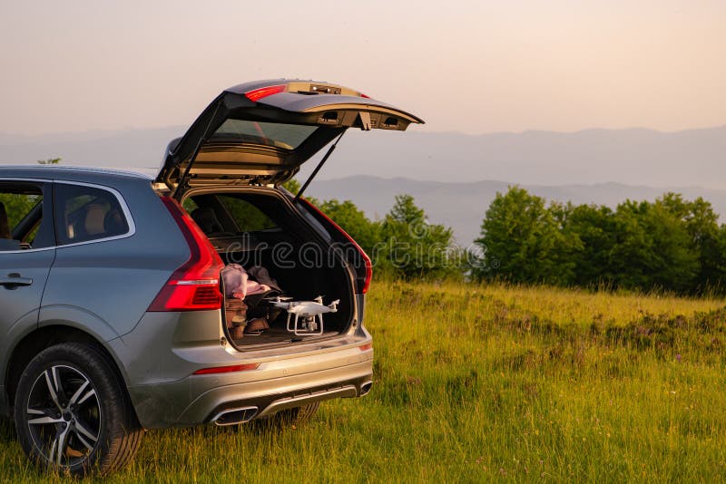 Drone Ready for Fly in Suv Trunk L Stock Image - Image of camera ...
