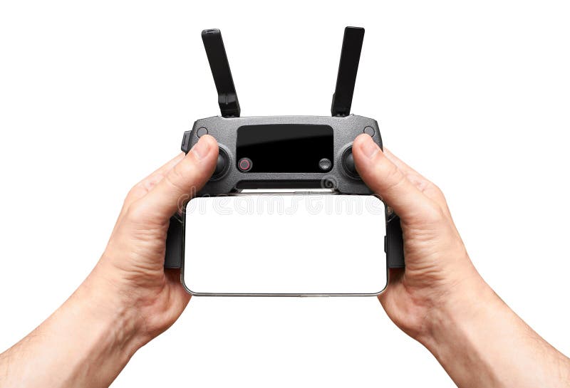 Drone Remote Control in a Hand, Isolated on a White Stock Image - Image ...