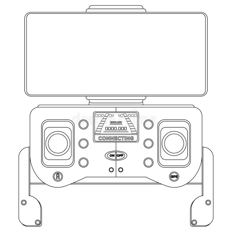 Drone Remote Controller Coloring Book. Quadcopter with Camera Stock ...