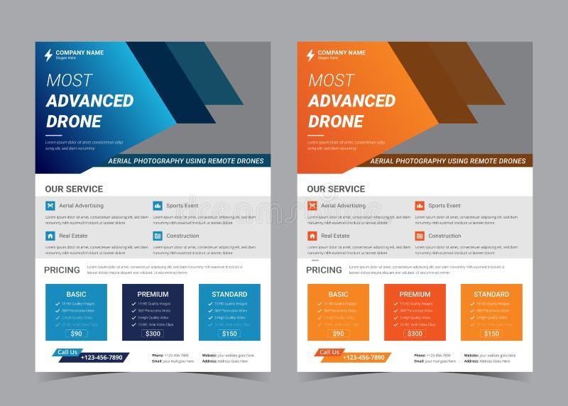 Drone Rental Service. Drone Flyer Design. Drone Promotion Stock Vector ...