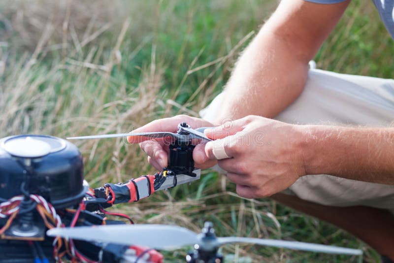 Drone Repairing on the Field Stock Photo - Image of controlled, flight ...