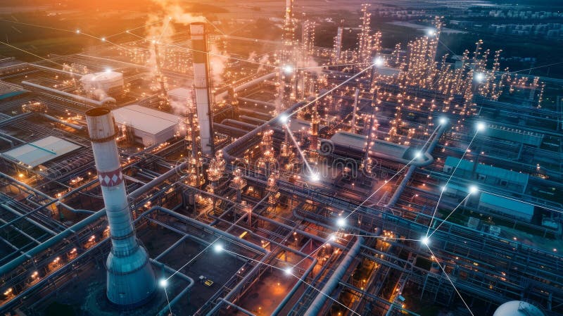 Drone S Eye View Modern Industrial Zone Fused with Communication ...