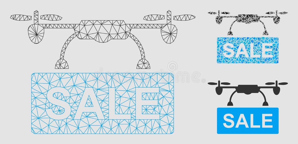 Drone Sale Vector Mesh 2D Model and Triangle Mosaic Icon Stock Vector ...