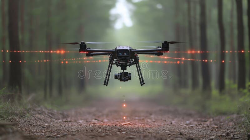 Drone Scanning Forest Path with Lidar Technology Stock Illustration ...