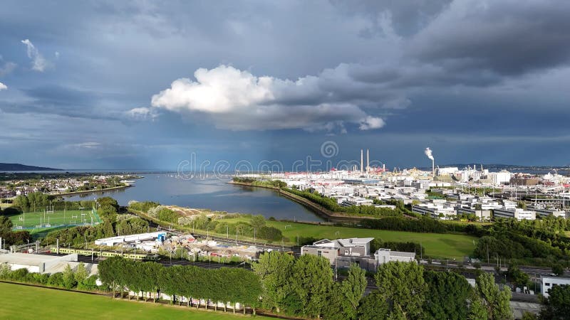 Drone Scenic View of Dublin Cityscape with Riverfront from Fairview ...