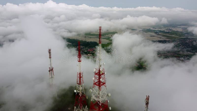 Drone Short Fly Over Communication Tower Stock Video - Video of ...