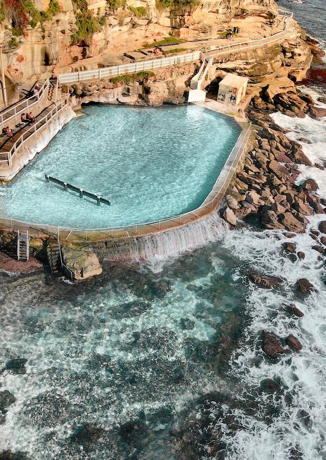 Drone Shot of Bronte Baths Public Swimming Pool in Australia Stock ...