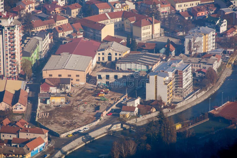 Drone Shot of a Cityscape with a River in Kriva Reka Stock Image ...