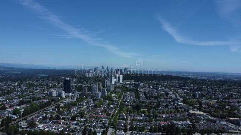 Drone Shot of a Downtown Cityscape View with Blue Sky Stock Footage ...