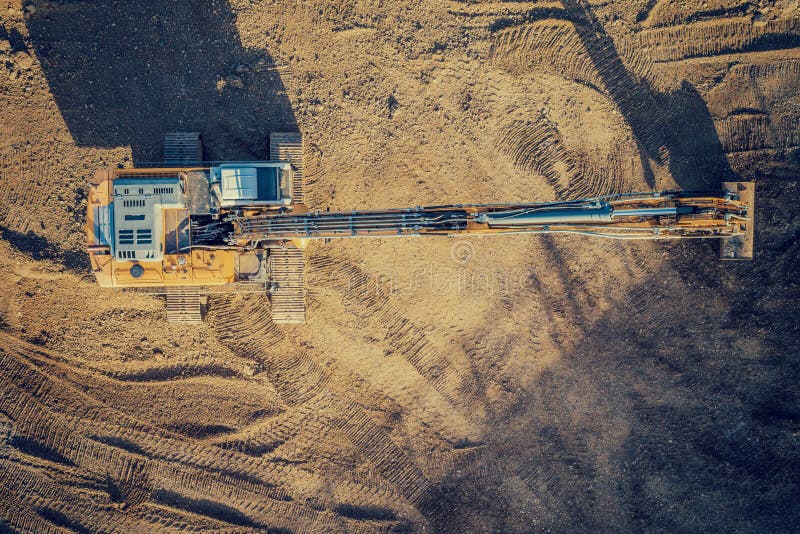 Excavator top view stock photo. Image of machinery, sunset - 114316862