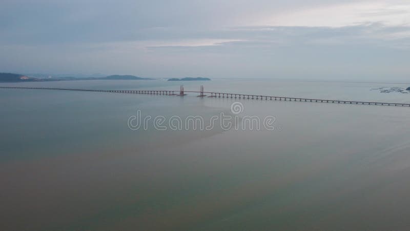 Drone Shot Hyperlapse Toward Penang Bridge from Jelutong Stock Footage ...