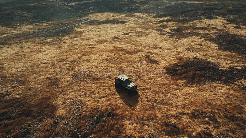 Drone Shot of 4x4 on Open Plain, Cinematic . Stock Image - Image of ...