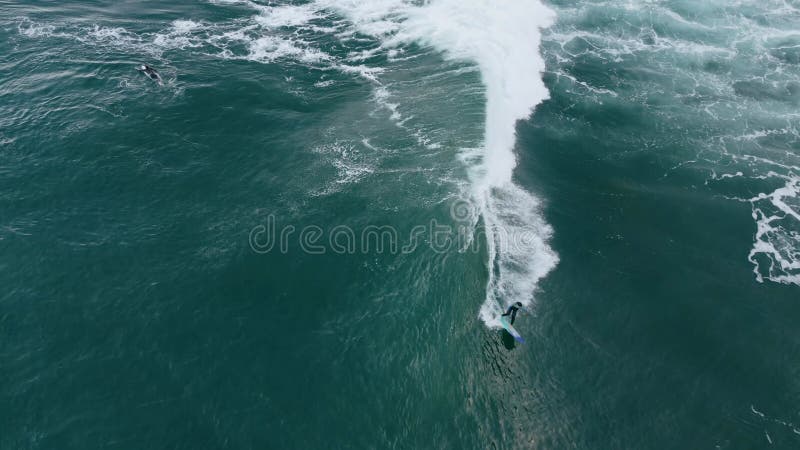 Drone Shot of a Person Doing Surfing on the Sea Water Stock Video ...