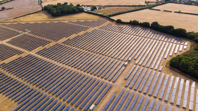 Drone Shot of the Solar Panel Farm in UK Stock Photo - Image of plant ...