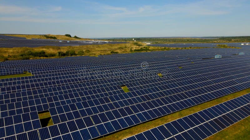 Drone Shot of Solar Panel Rows at a Solar Power Facility Stock Photo ...