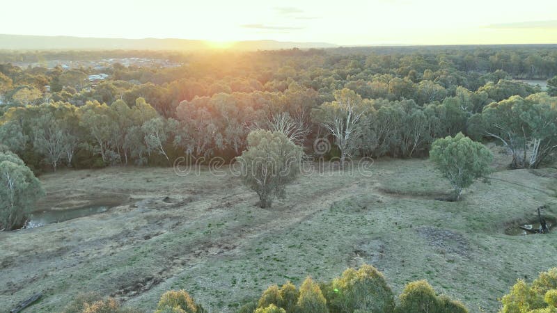 Drone Shot of the Sun Setting Over the Warby Ranges, Viewed from the ...