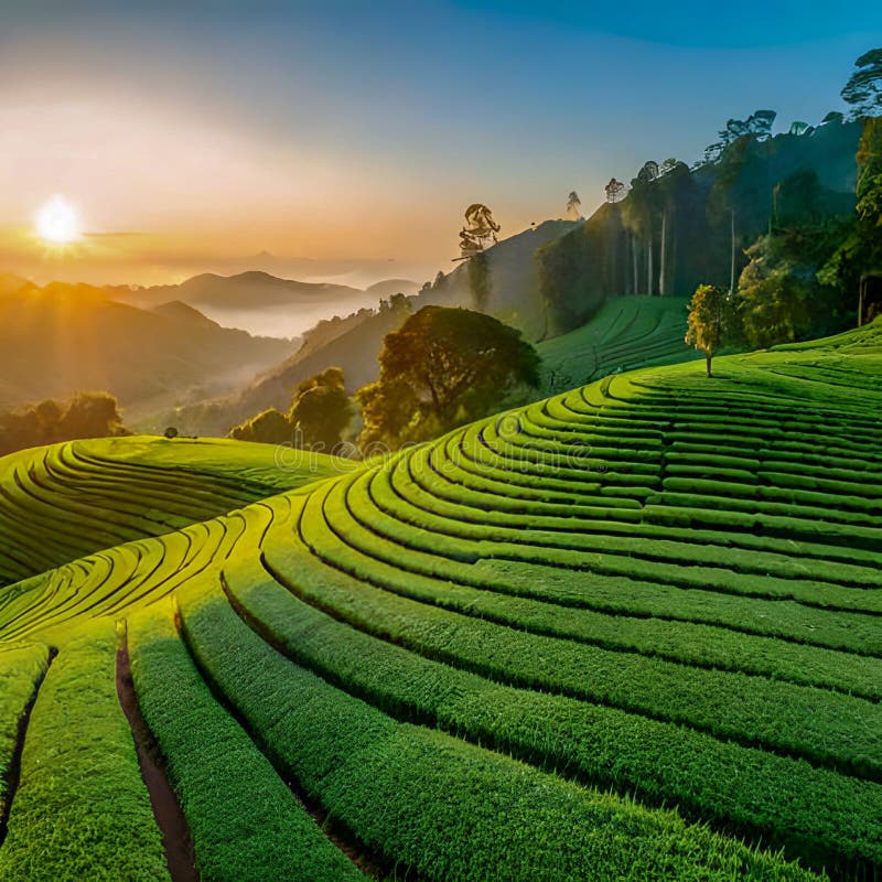 Drone shot of tea state stock illustration. Illustration of captures ...