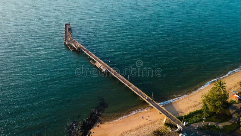 Drone Shot of Warf at the Beach Stock Photo - Image of vehicle, coast ...