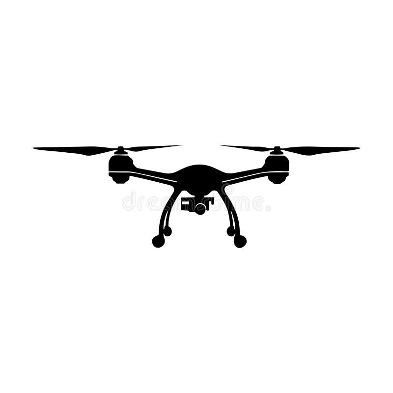 Drone Silhouette Vector Illustration, with Camera Stock Vector ...
