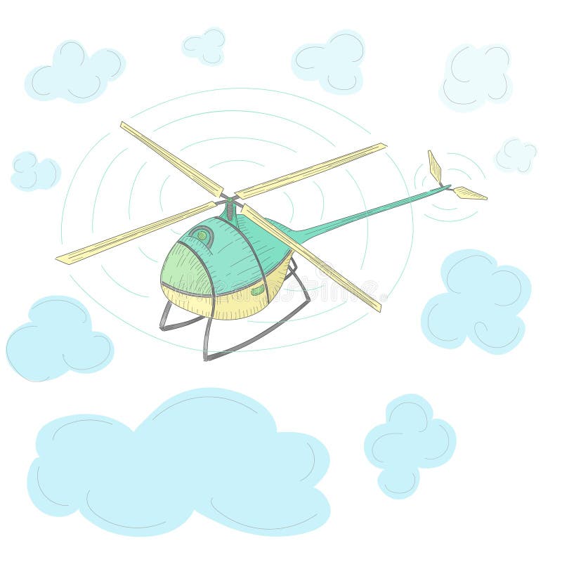 Drone with Single Rotor Flying in the Sky Stock Vector - Illustration ...