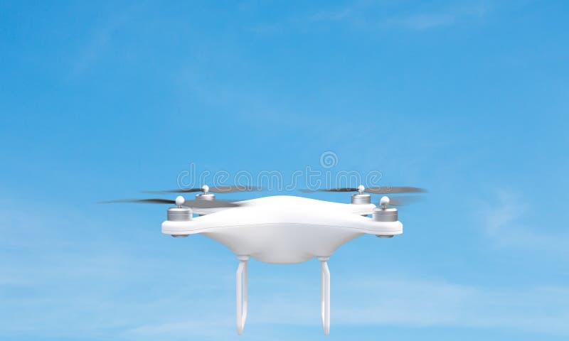 Drone in sky front stock illustration. Illustration of quadrocopter ...