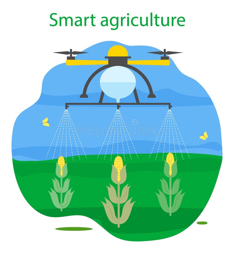 Smart Farming Agriculture Robotics Plowing Tractor Stock Illustration ...