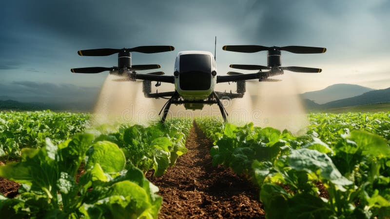 Drone Spraying Fertilizer or Insecticide on Agricultural Field Stock ...