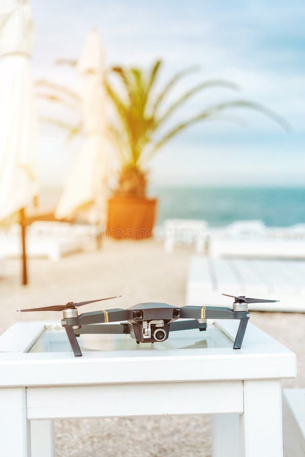 Drone stands on the table stock image. Image of seaside - 130719717