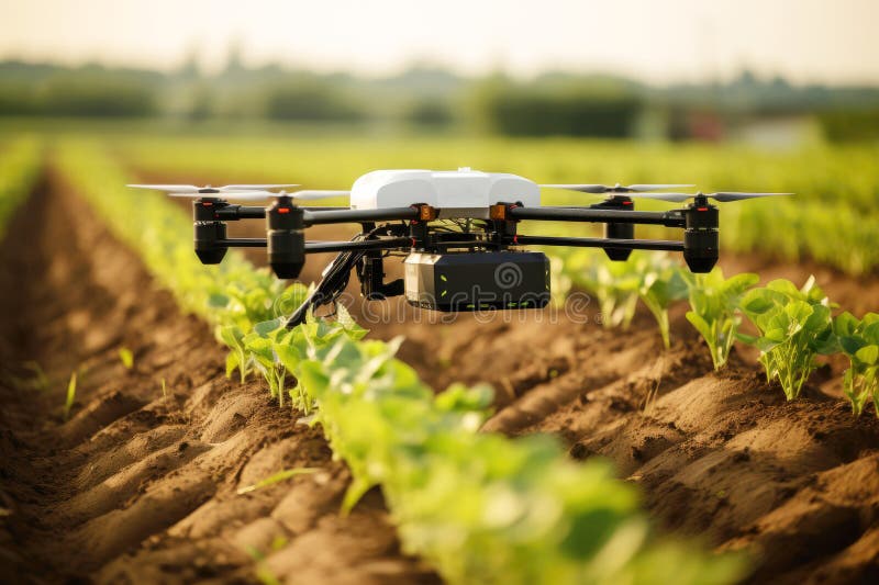 The Drone Studies the Condition of the Crop in the Agricultural Field ...