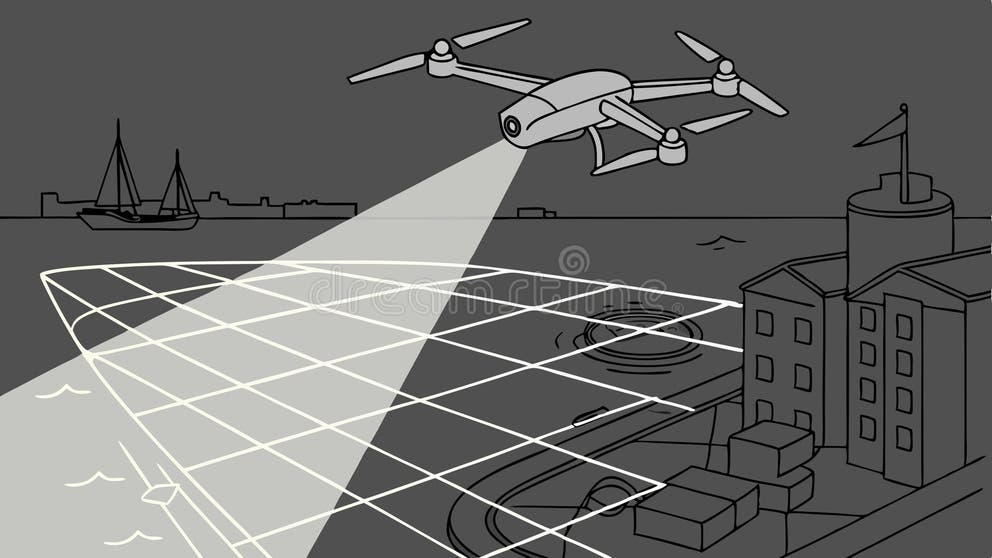 Drone Surveying City Grid, Urban Mapping Technology, Vector Design ...
