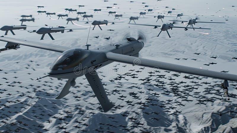 A Drone Swarm, Including a Small UAV, As they Gather Intelligence in ...