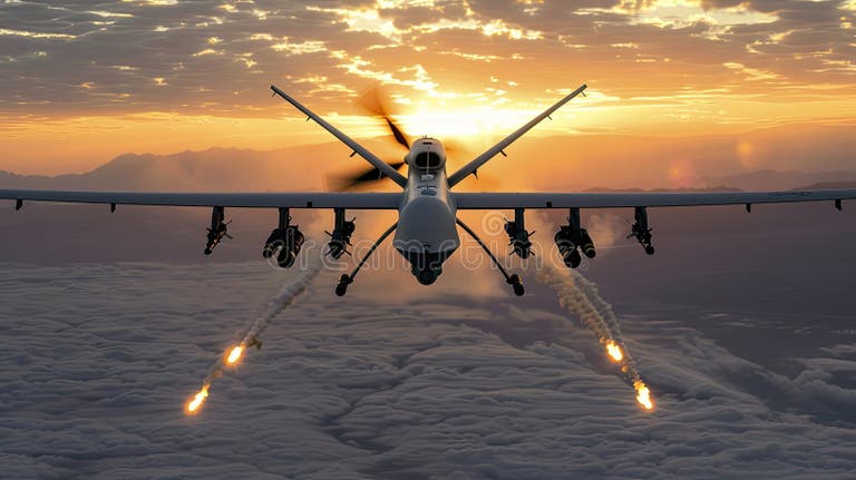A Drone Swarm, Including a Small UAV, As they Gather Intelligence in ...