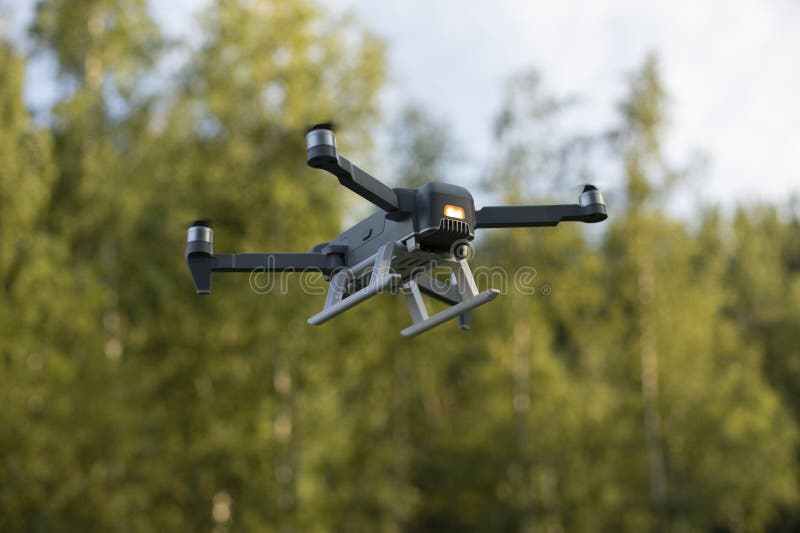 Drone Take-off. Quadcopter with Lamp Stock Photo - Image of technology ...