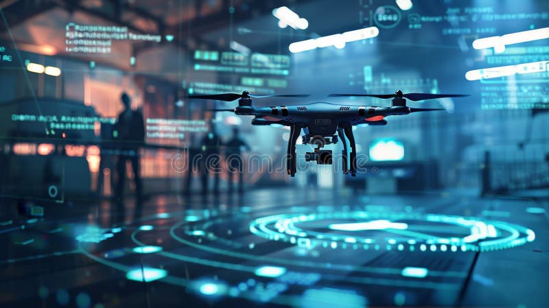 A Drone Taking Off from a Landing Pad at a Remote Operation Center with ...