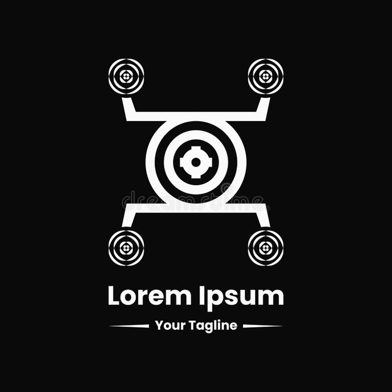 Drone and Target Logo Concept. Monogram, Silhlouette, Flat, Simple and ...