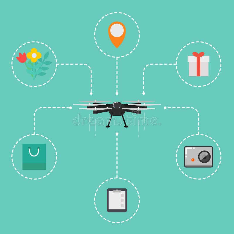Drone Technology Concept with Flying Robot Stock Vector - Illustration ...