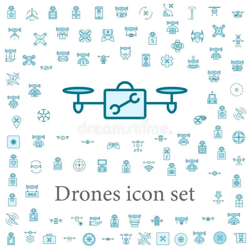Drone Tools Color Neon Set. Simple Thin Line, Outline Vector of Drones ...